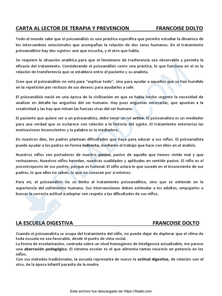 11 - Carta Al Lector de Terapia y Prevencion | PDF | Psicoanálisis ...