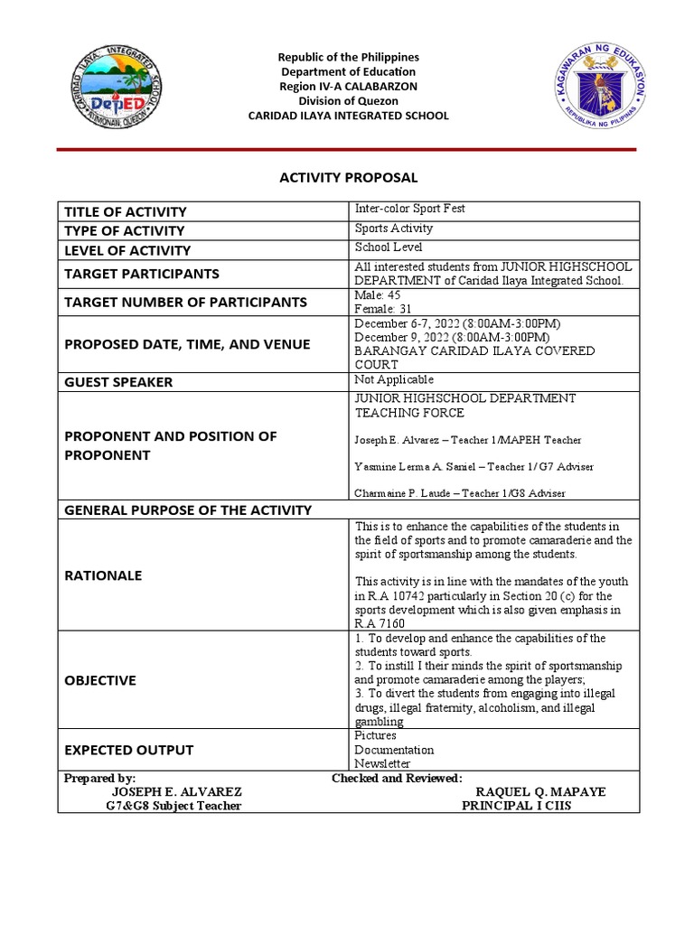 Activity Proposal | PDF