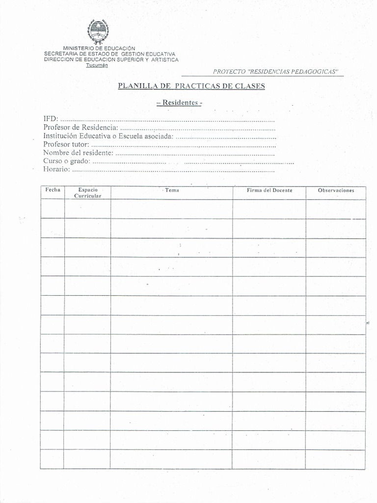 Planillas de Prácticas de Clases | PDF