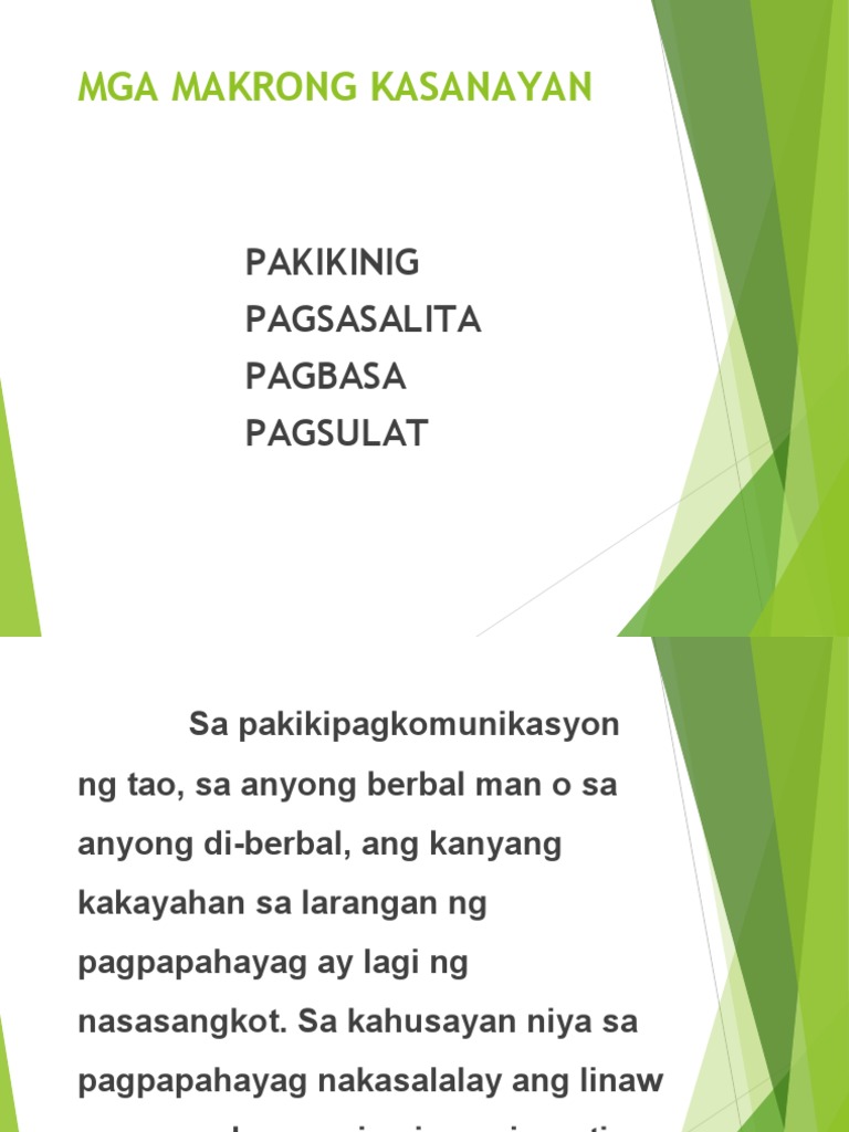 Apat Na Makrong Kasanayan | PDF