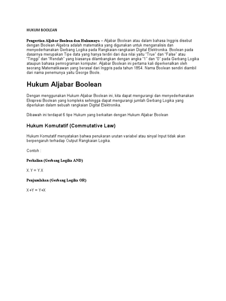 Hukum Boolean | PDF