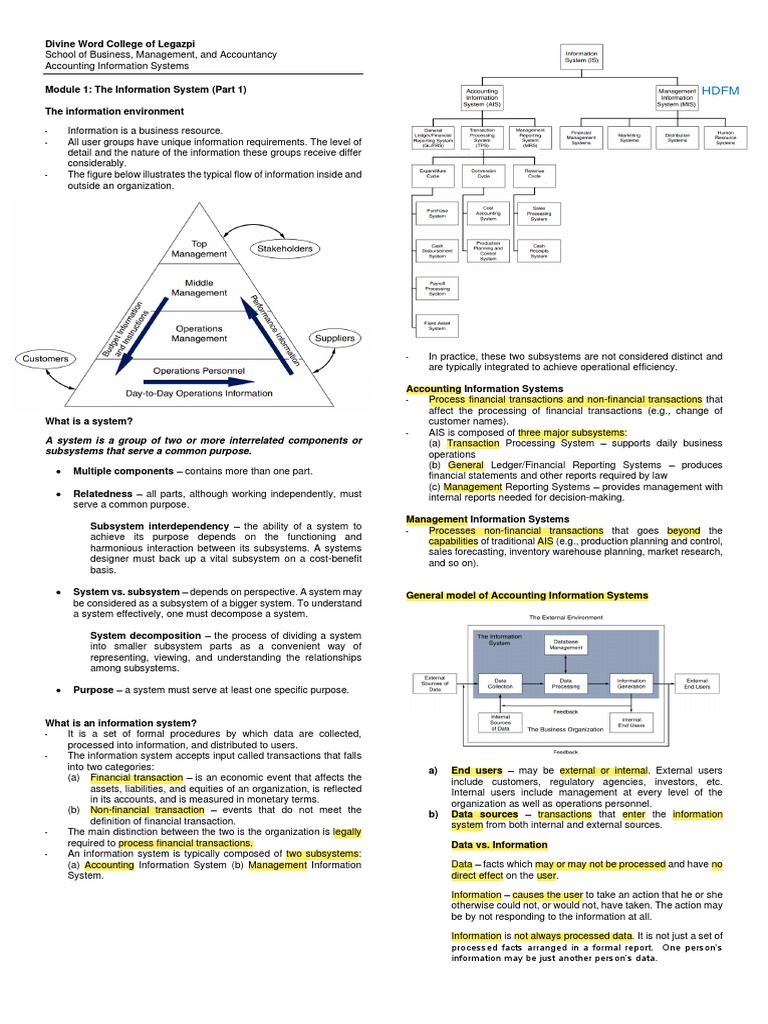 Lesson 1a - The Information System | PDF | Databases | Information