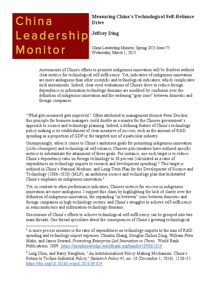 Jeffrey Ding CLM Issue 75 | PDF | Innovation | China