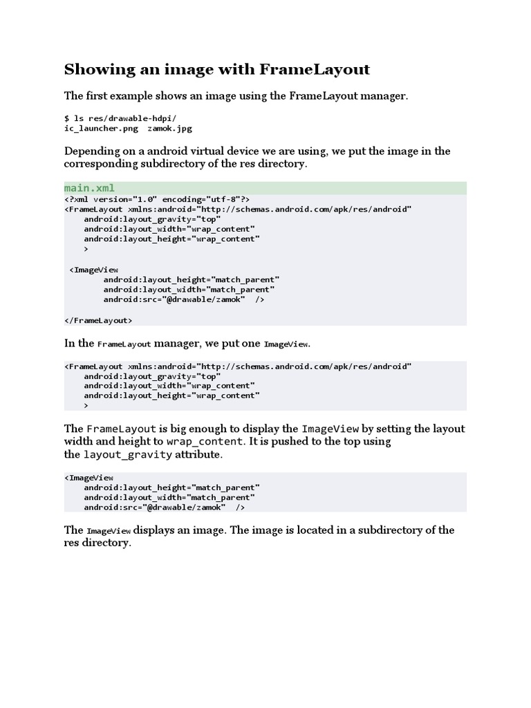 Using Common Layout Managers In Android Framelayout Linearlayout
