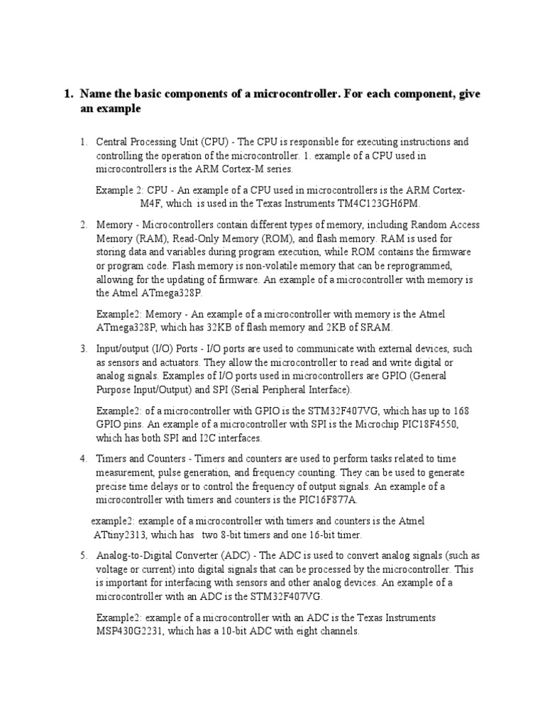 Microcontroller Components & Comparisons | PDF | Microcontroller ...