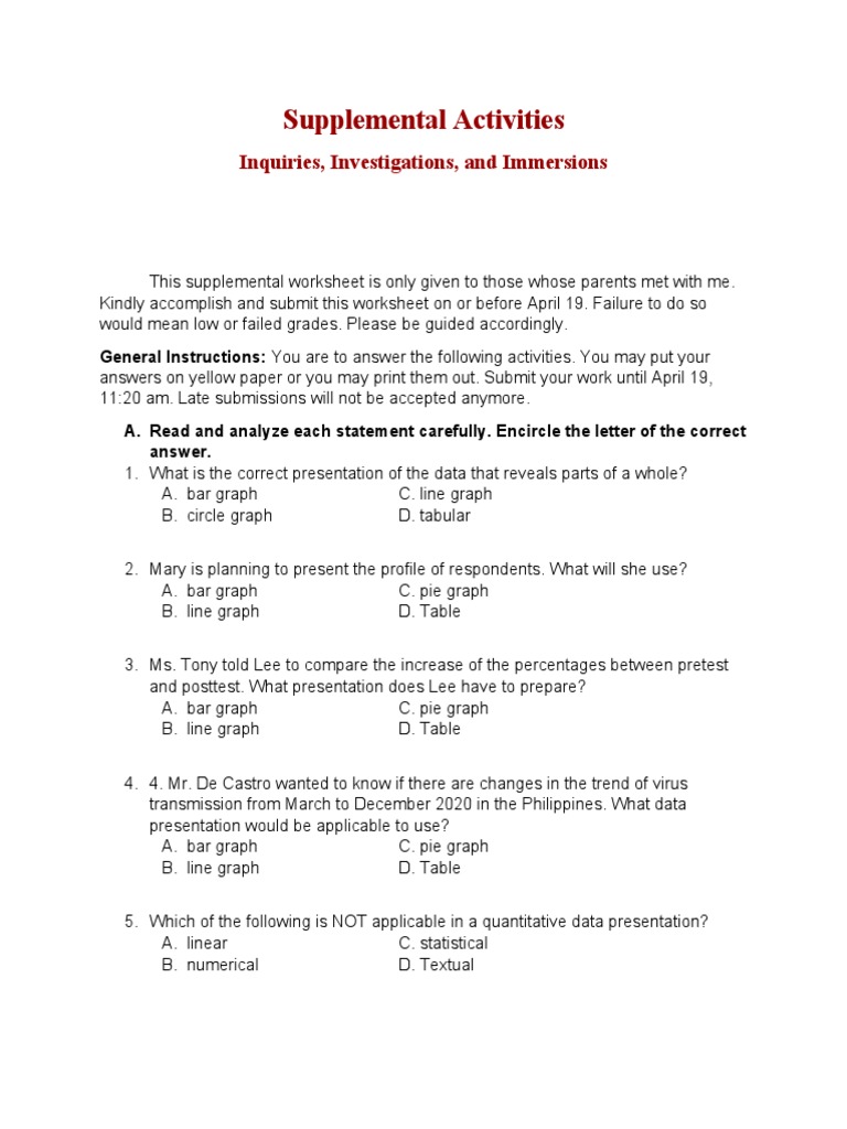 Supplemental Activity - III | PDF | Statistics | Scientific Method
