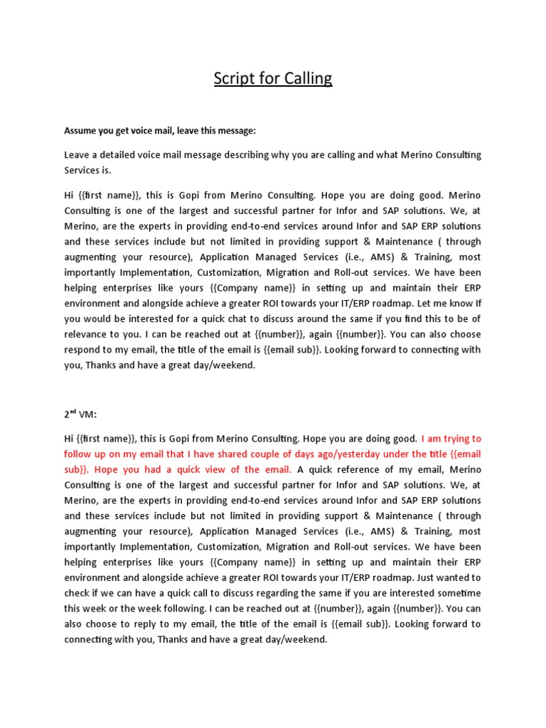 Calling Script | PDF | Enterprise Resource Planning | Computing