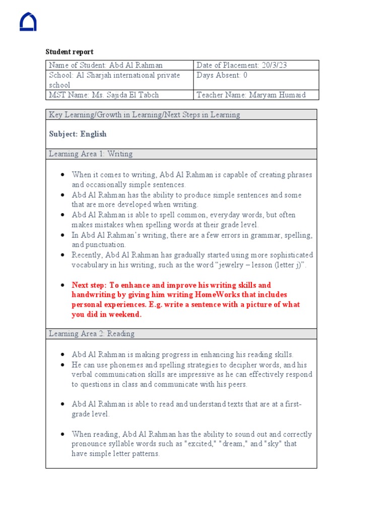 Student Report | PDF