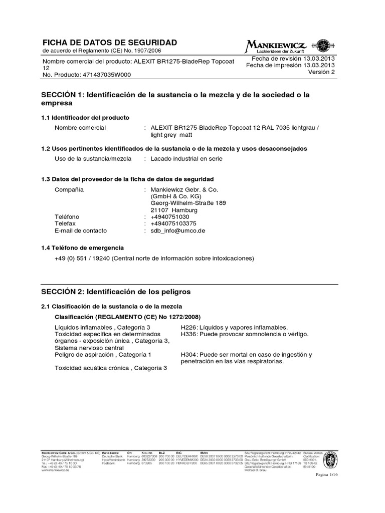 Top Coat ALEXIT BladeRep 12 | PDF | Residuos | Toxicidad