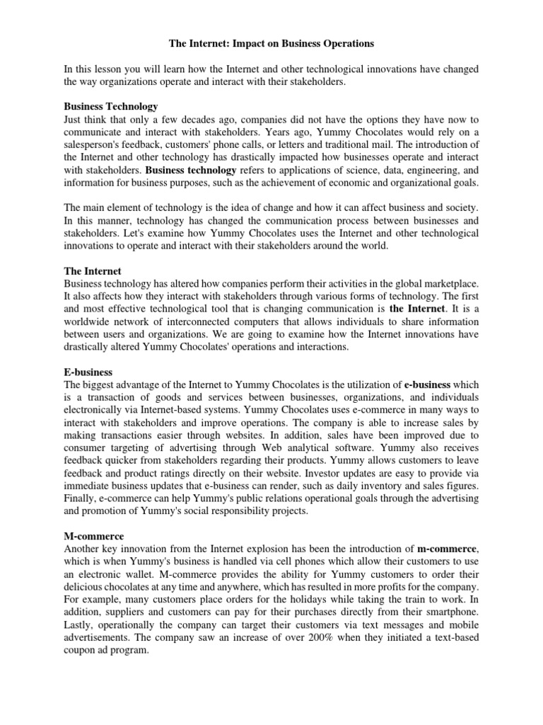 1.1-The Internet Impact On Business Operations - Interactions | PDF