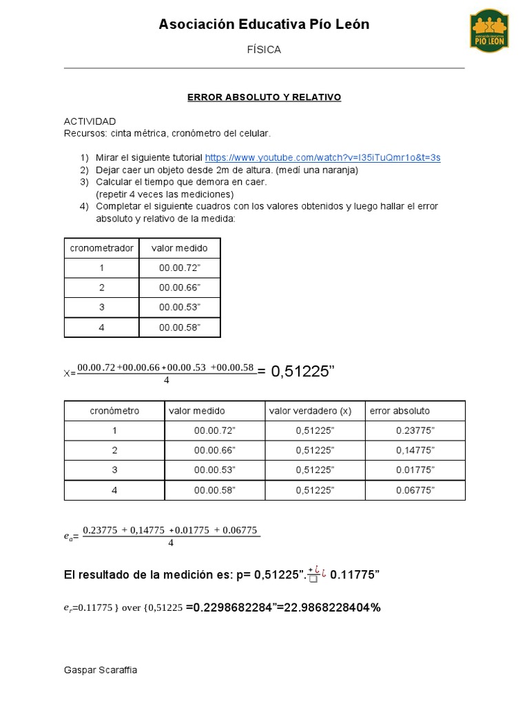 Error Absoluto y Relativo | PDF