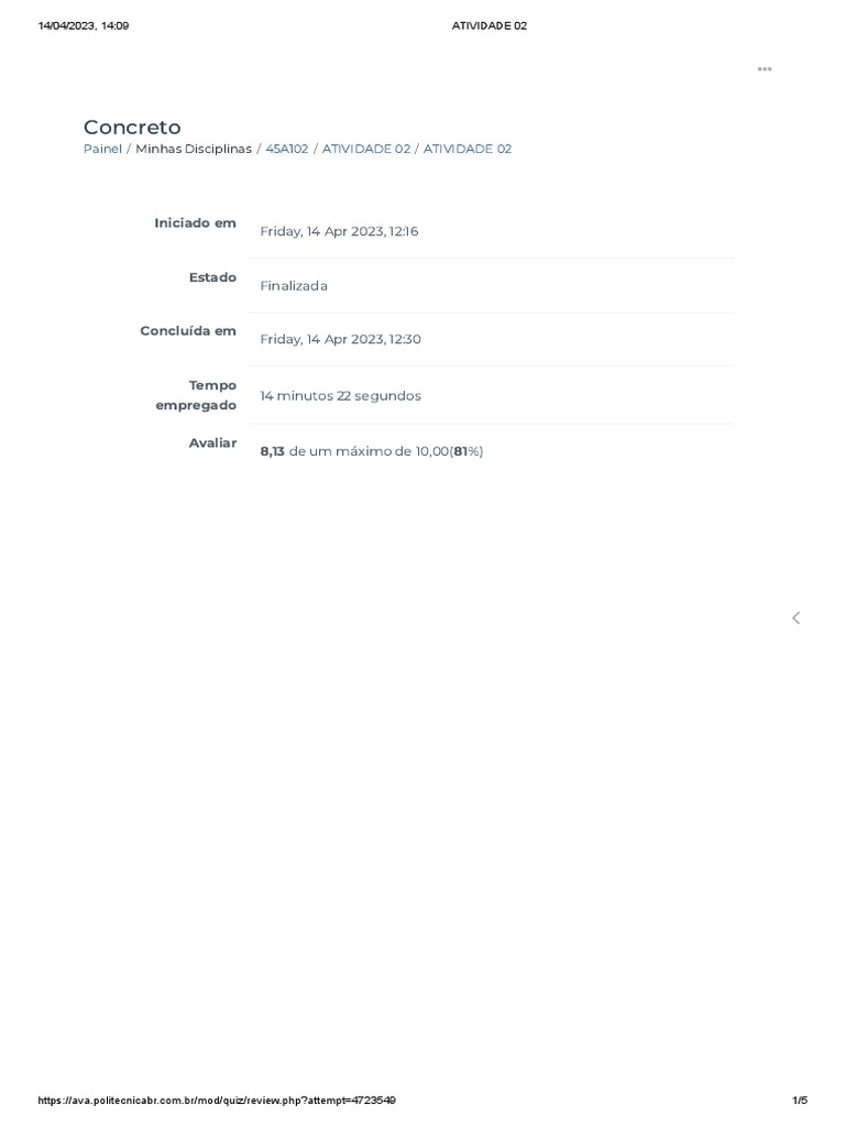 ATIVIDADE 02 - Concreto | PDF