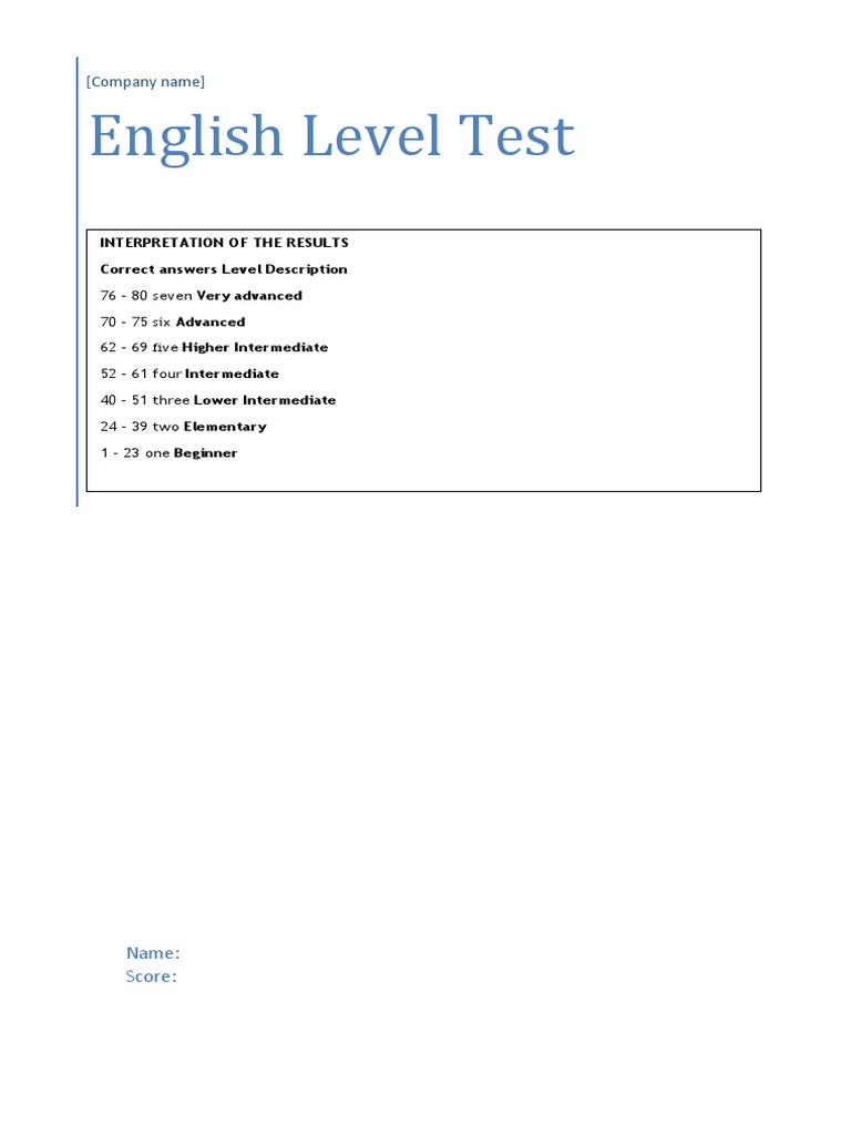 English Placement Test | PDF