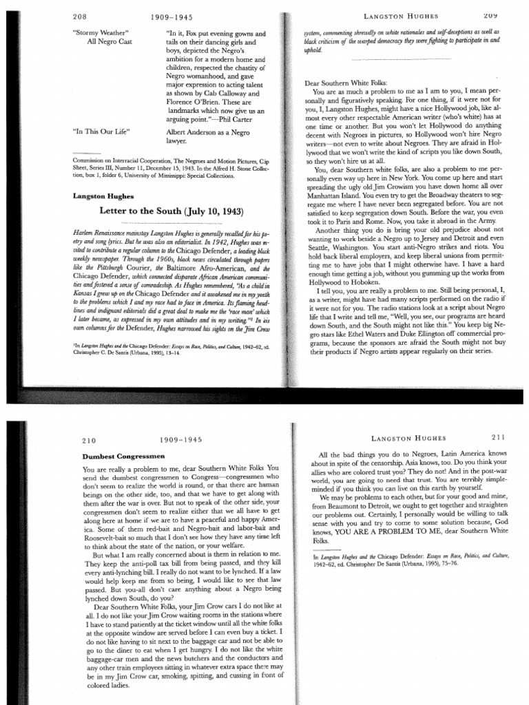 Kami Export - Langston Hughes Letter To The South 1943 (2) - 2 | PDF | Public Sphere | Society ...