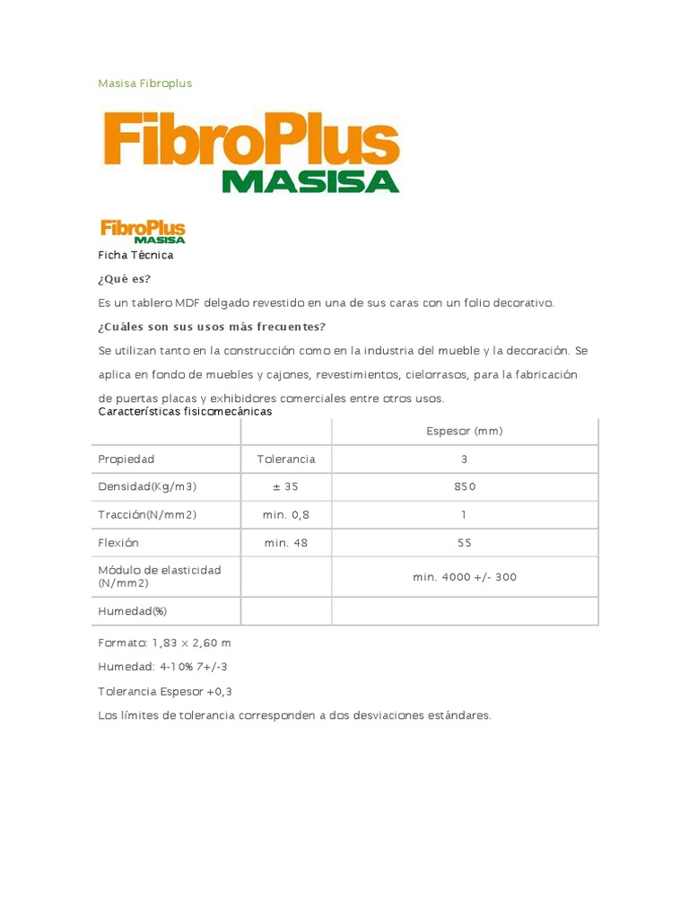 Anexo Aglomerados MDF Masisa | PDF