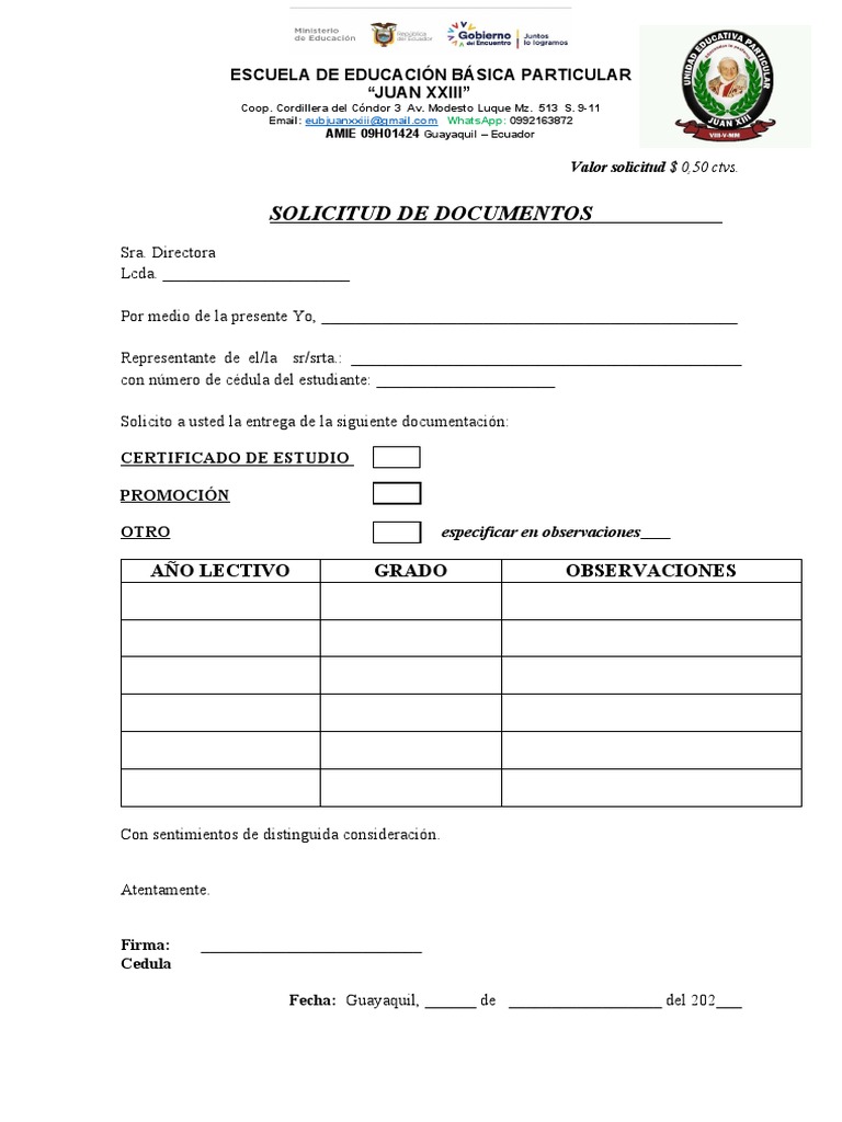 Solicitud Retiro Documentos | PDF