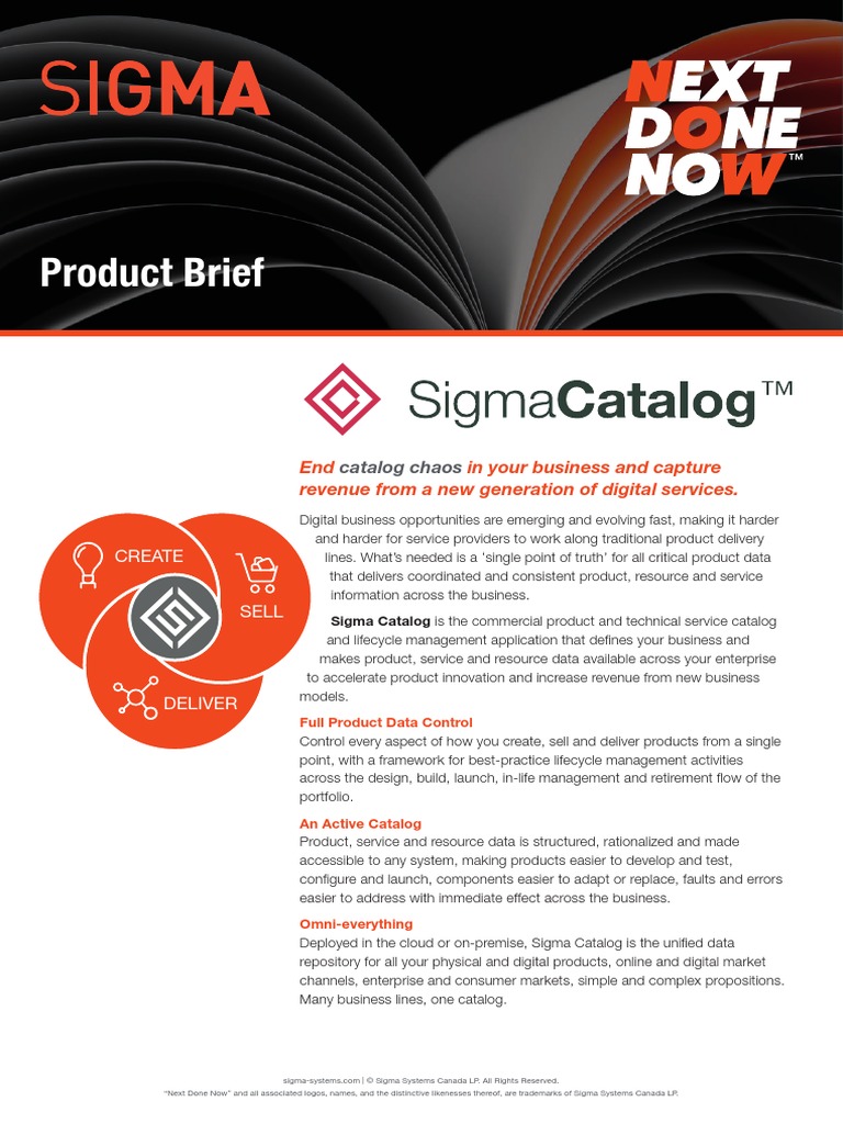 Product Brief - Sigma Catalog | PDF | Product Lifecycle | Business