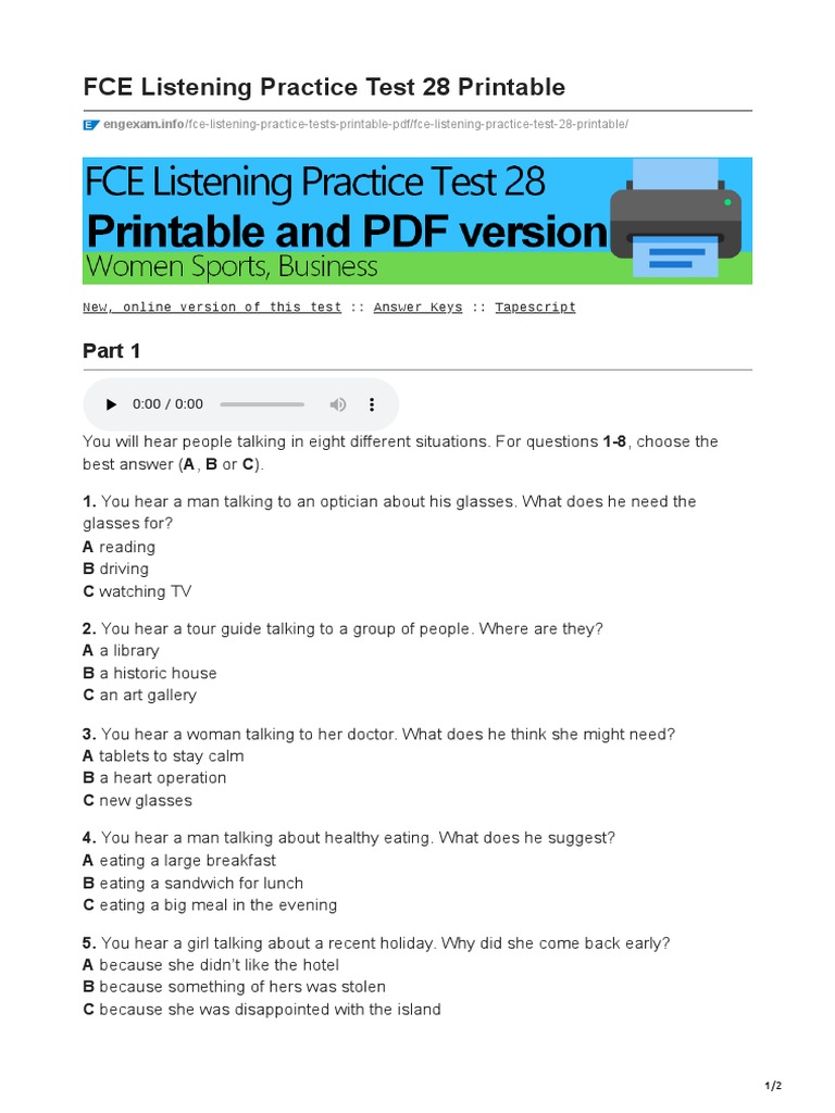 engexam.info-FCE Listening Practice Test 28 Printable | PDF