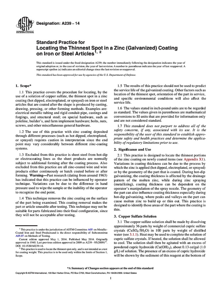 Astm 239 Precee | PDF | Galvanization | Copper