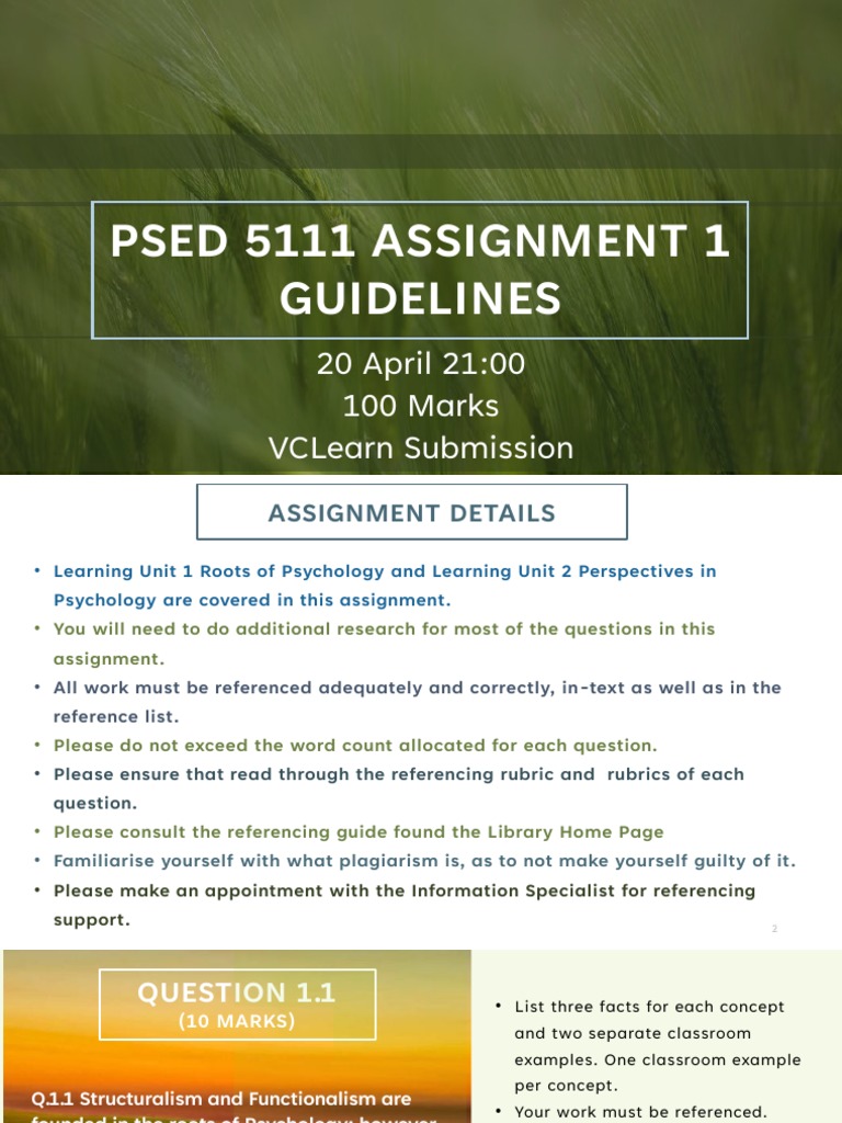 PSED 5111 Assignment 1 Guidelines 2023 | PDF