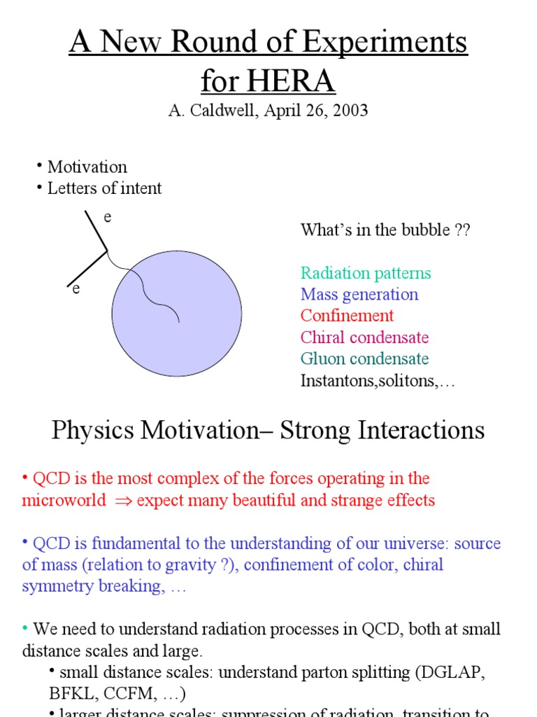 A New Round of Experiments For HERA | PDF | Quark | Proton