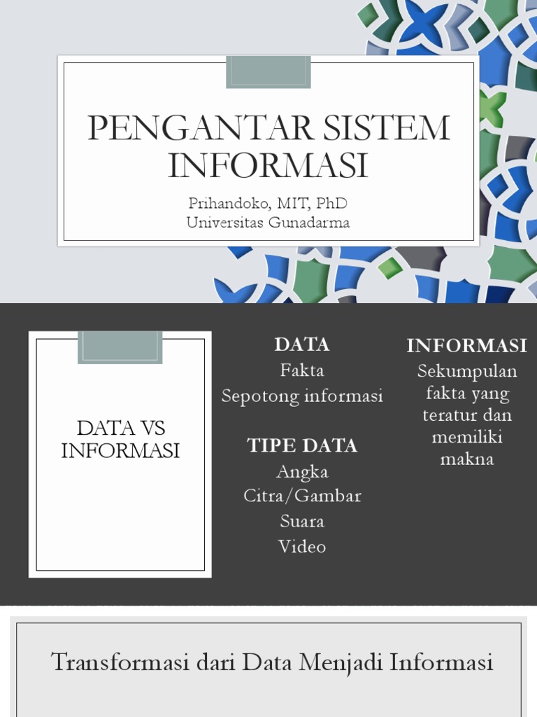Pengantar Sistem Informasi: Prihandoko, Mit, PHD Universitas Gunadarma ...