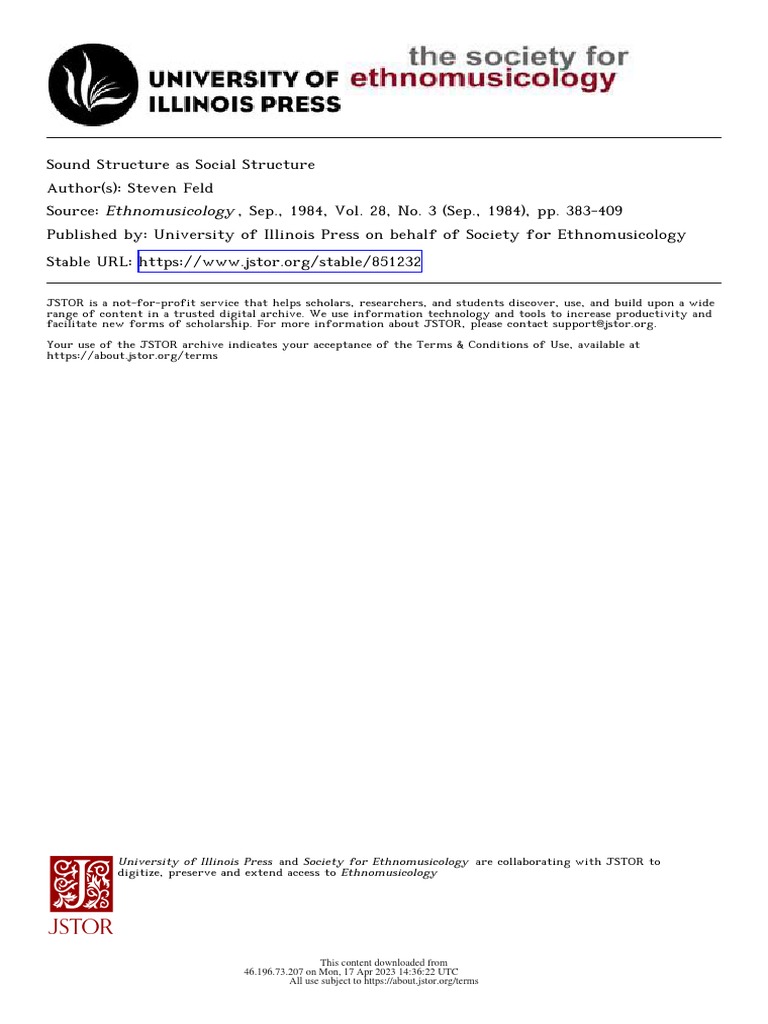 Sound Structure As Social Structure | PDF
