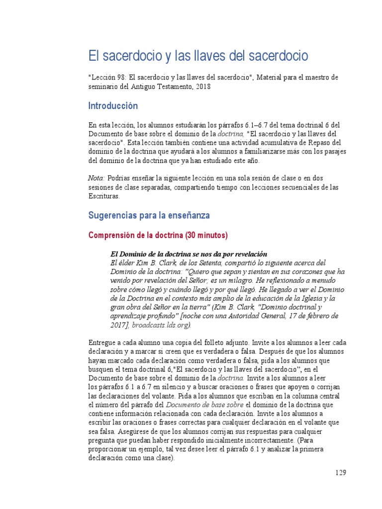 El Sacerdocio y Las Llaves Del Sacerdocio | PDF | Sacerdote | Textos Religiosos