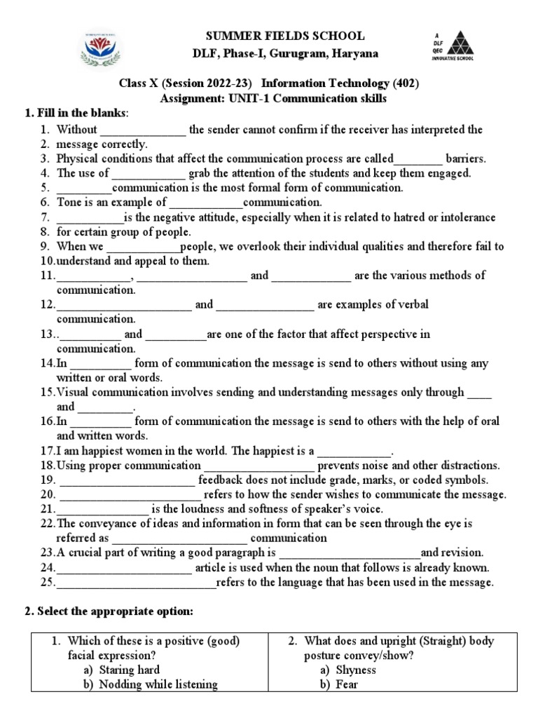 X 2022 Communication Skills Assignment | PDF | Communication ...