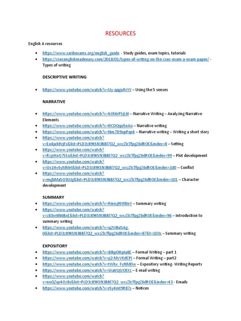 CSEC English A Resources Guide | PDF | Human Communication | Communication