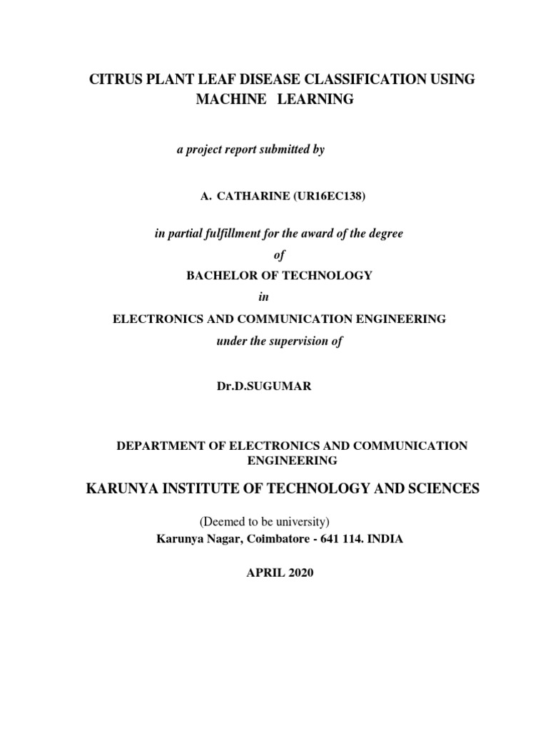 Citrus Plant Leaf Disease Classification Using Machine Learning | PDF | Image Segmentation ...