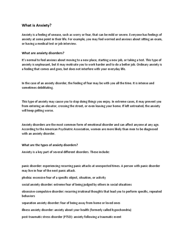 Anxiety and Its Symptoms | PDF | Anxiety Disorder | Anxiety