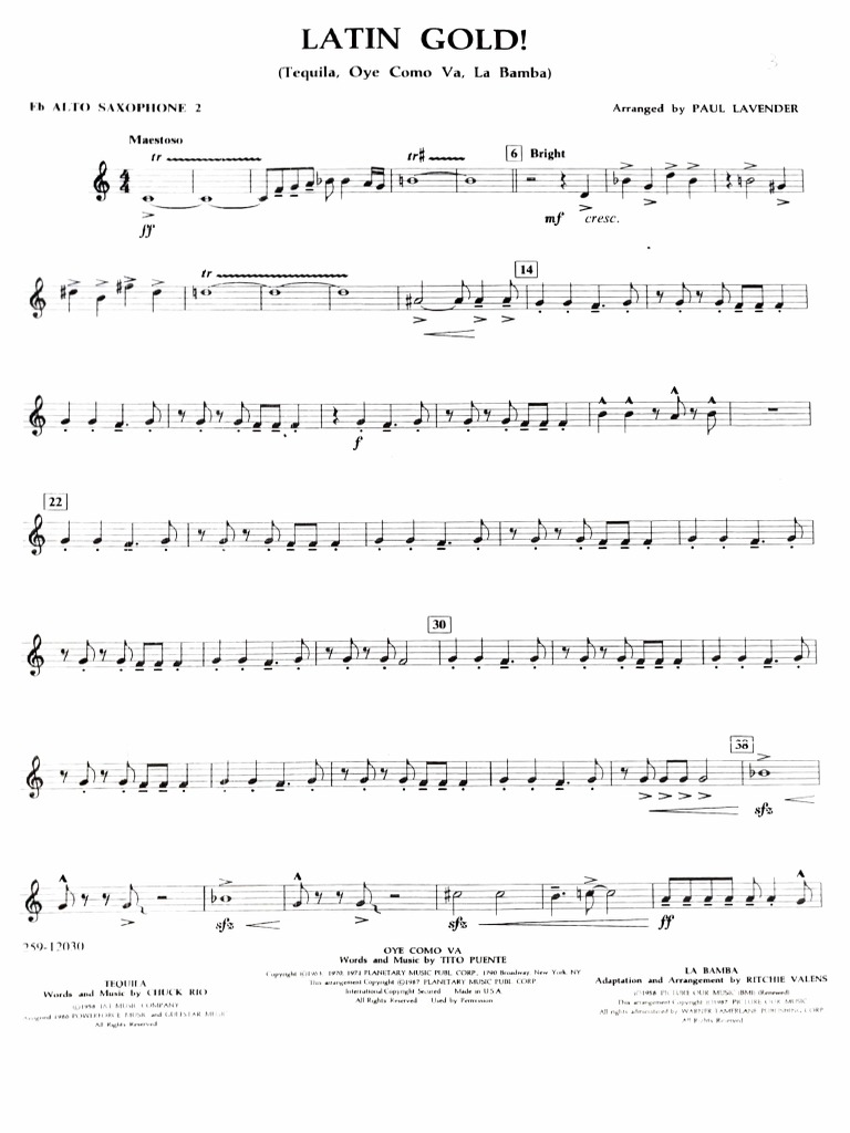 Latin Gold Eb Alto Sax 2 | PDF