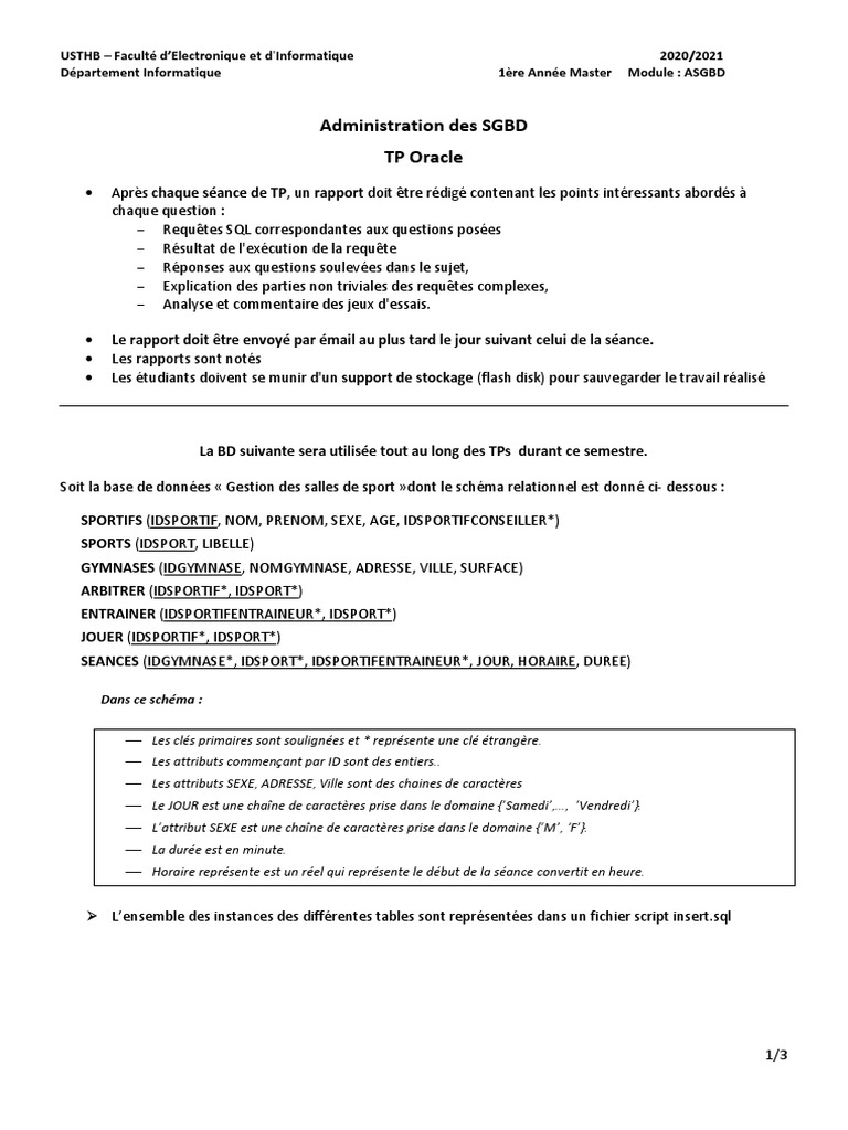 1.-TP1 Rappel-SQL 2020-2021 1 | PDF