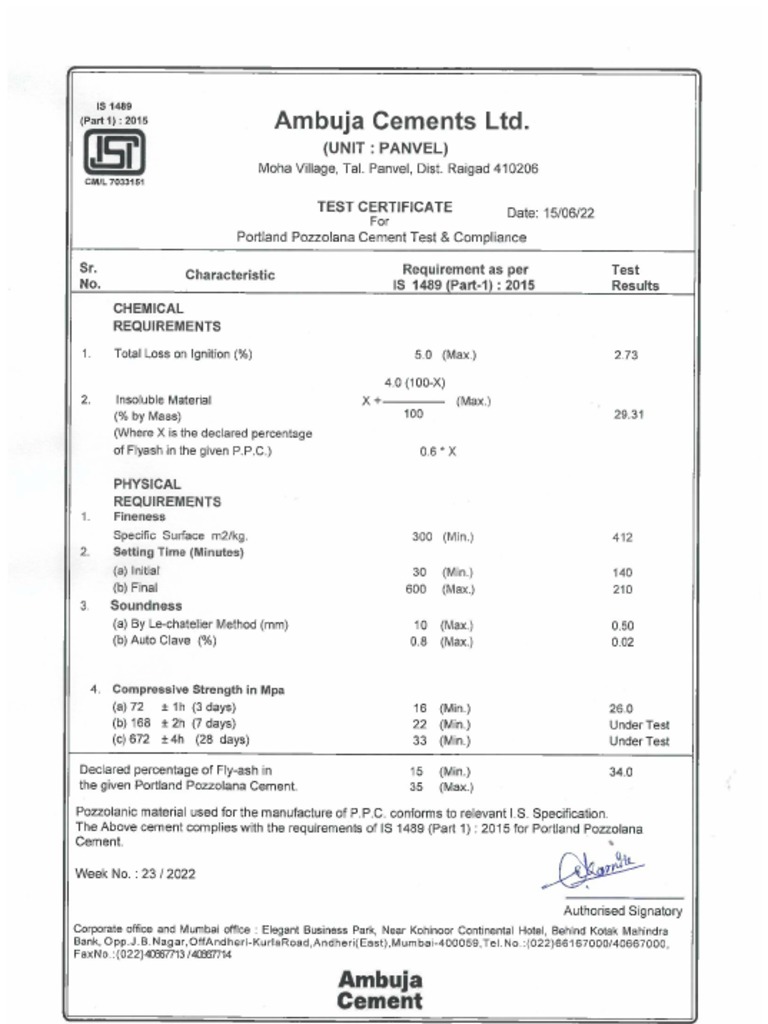 Ambuja PPC 23 2022 | PDF