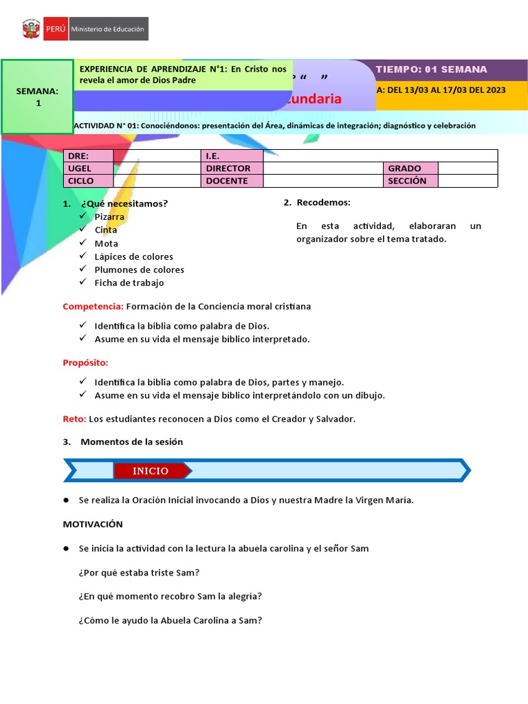 2do Sec - Religión - Sesion 1 - Eda 1 | PDF | Biblia | Dogma