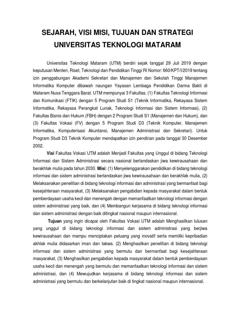 Sejarah Utm | PDF