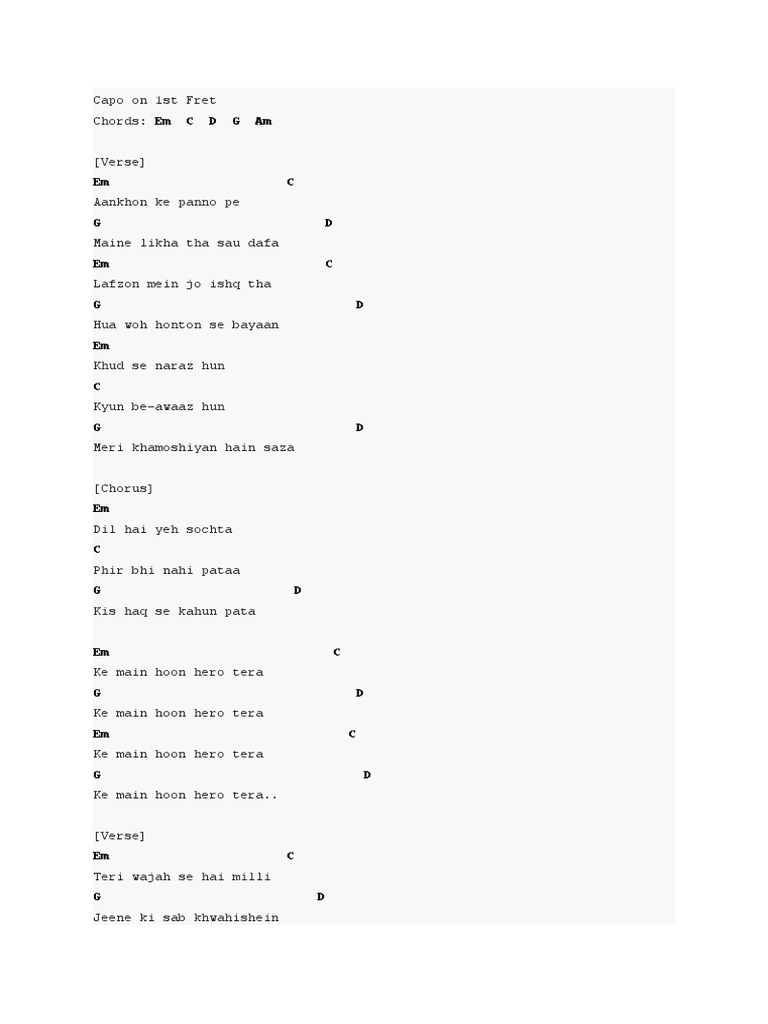 Main Tera Hero Chords | PDF