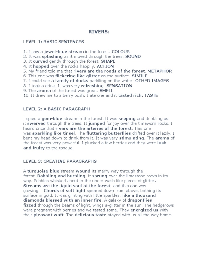 Descriptive Sentences | Download Free PDF | Sea
