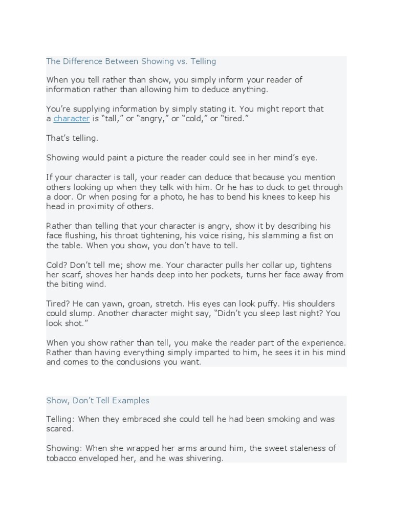 Tips For Show - Don't - Tell | PDF | Emotions | Senses