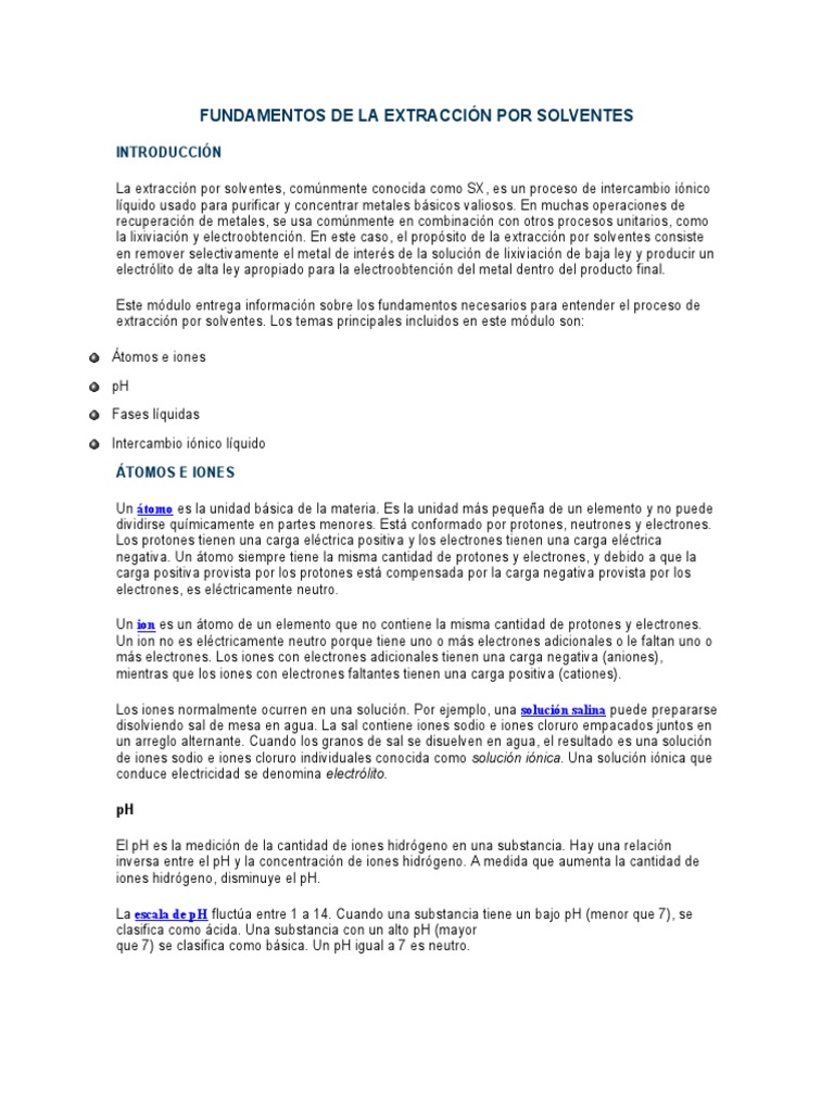 Fundamentos de la Extracción por Solventes | PDF | Ciencia y matemáticas