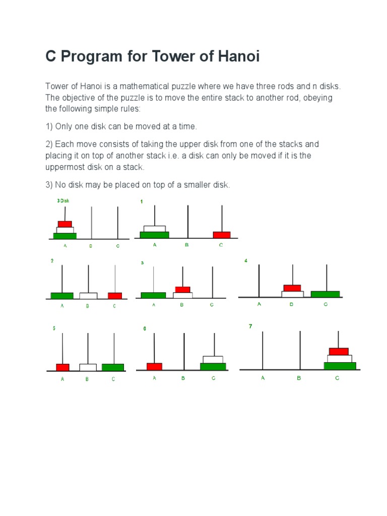 Tower of Hanoi Using Recursion | PDF Tower of Hanoi Using Recursion | PDF