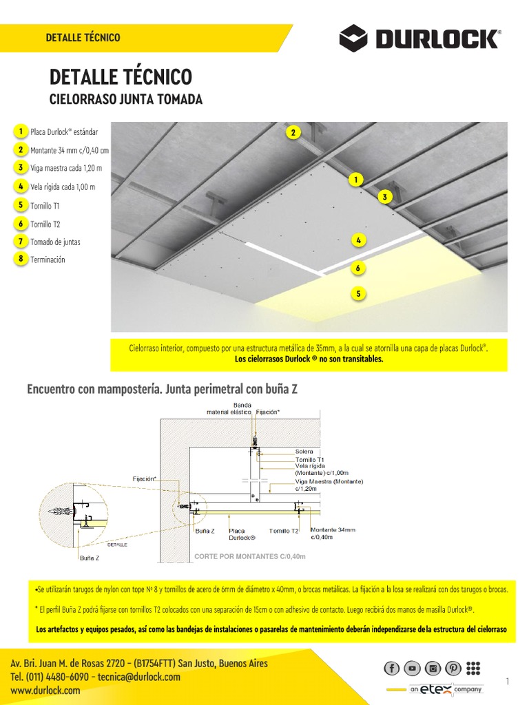 Detalles Técnicos Cielorraso Junta Tomada | PDF
