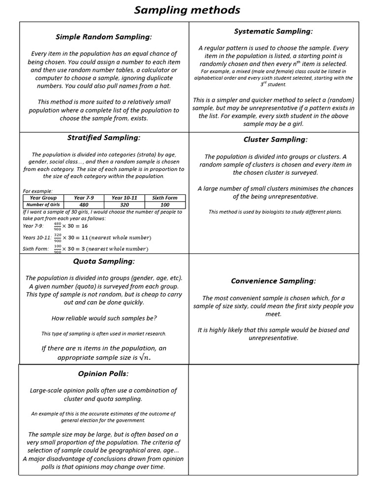 Sampling Techniques - Discussion and Matching Activity | PDF | Sampling (Statistics) | Statistics