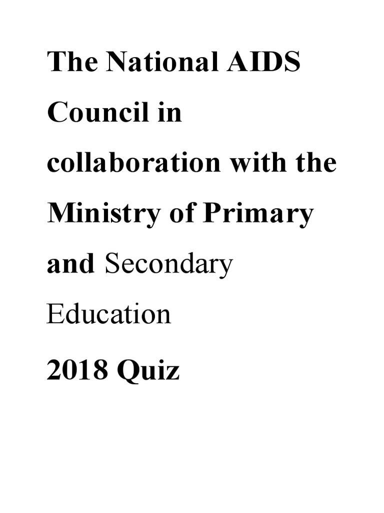 The National AIDS Council in Collaboration With The Ministry of Primary ...