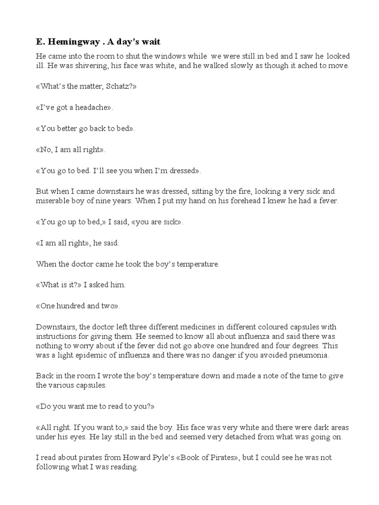 Hemingway - A Day's Wait | PDF