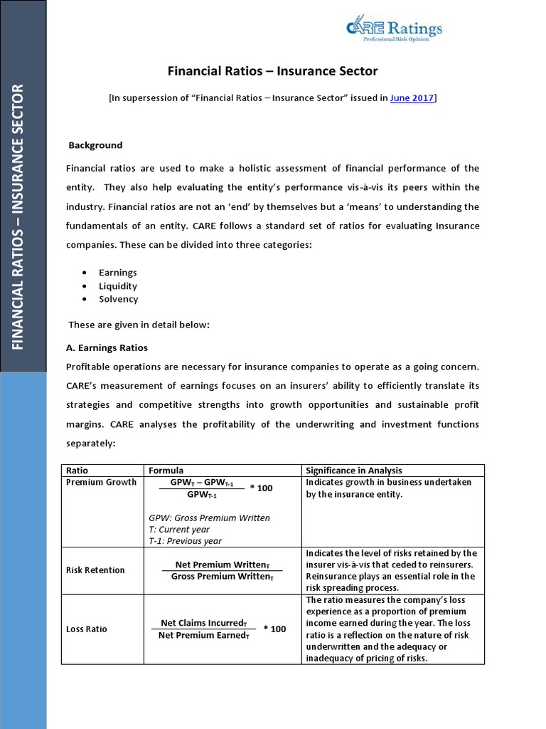 Financial Ratios - Insurance Sector - July | PDF | Insurance | Investing
