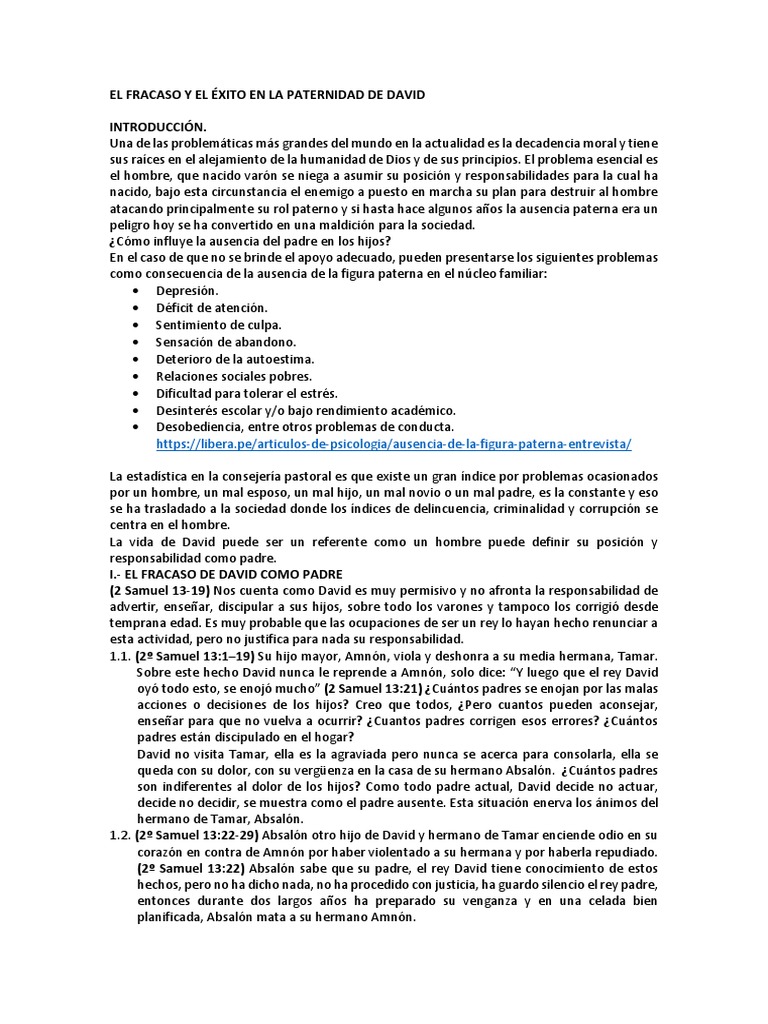 Éxito y Fracaso Paterno de David | PDF | David