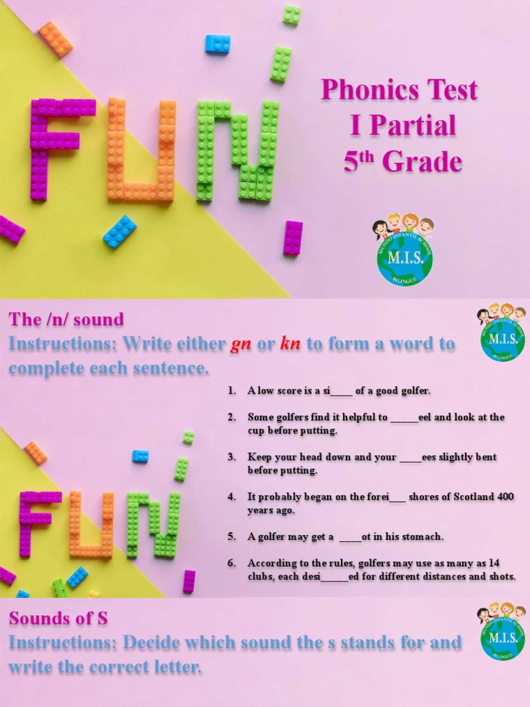 PHONICS FIFTH GRADE TEST | PDF