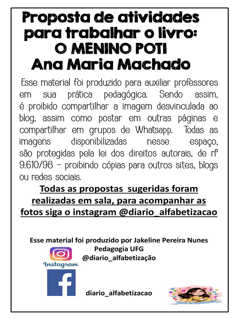 Atividades o Menino Poti | PDF | Alfabetização